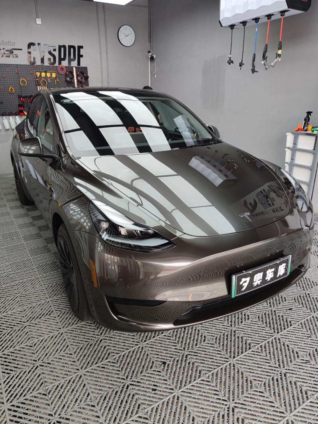 特斯拉model Y 改色贴膜 CYS液态金属枪灰_Model Y社区_易车社区