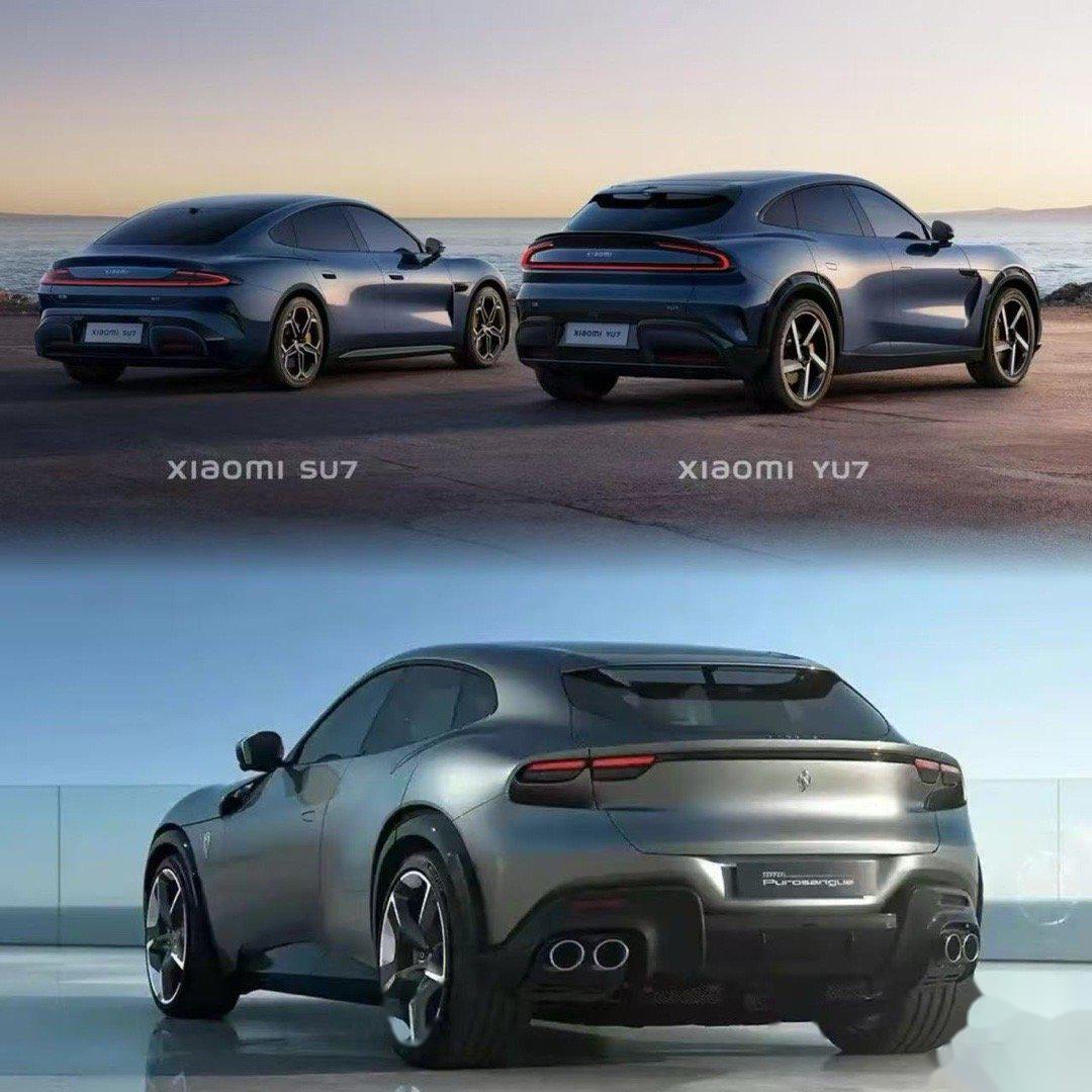 其实……也不是很像啦，至少小米YU7的前舱比法拉利purosangue明显要短 _小米YU7社区_易车社区