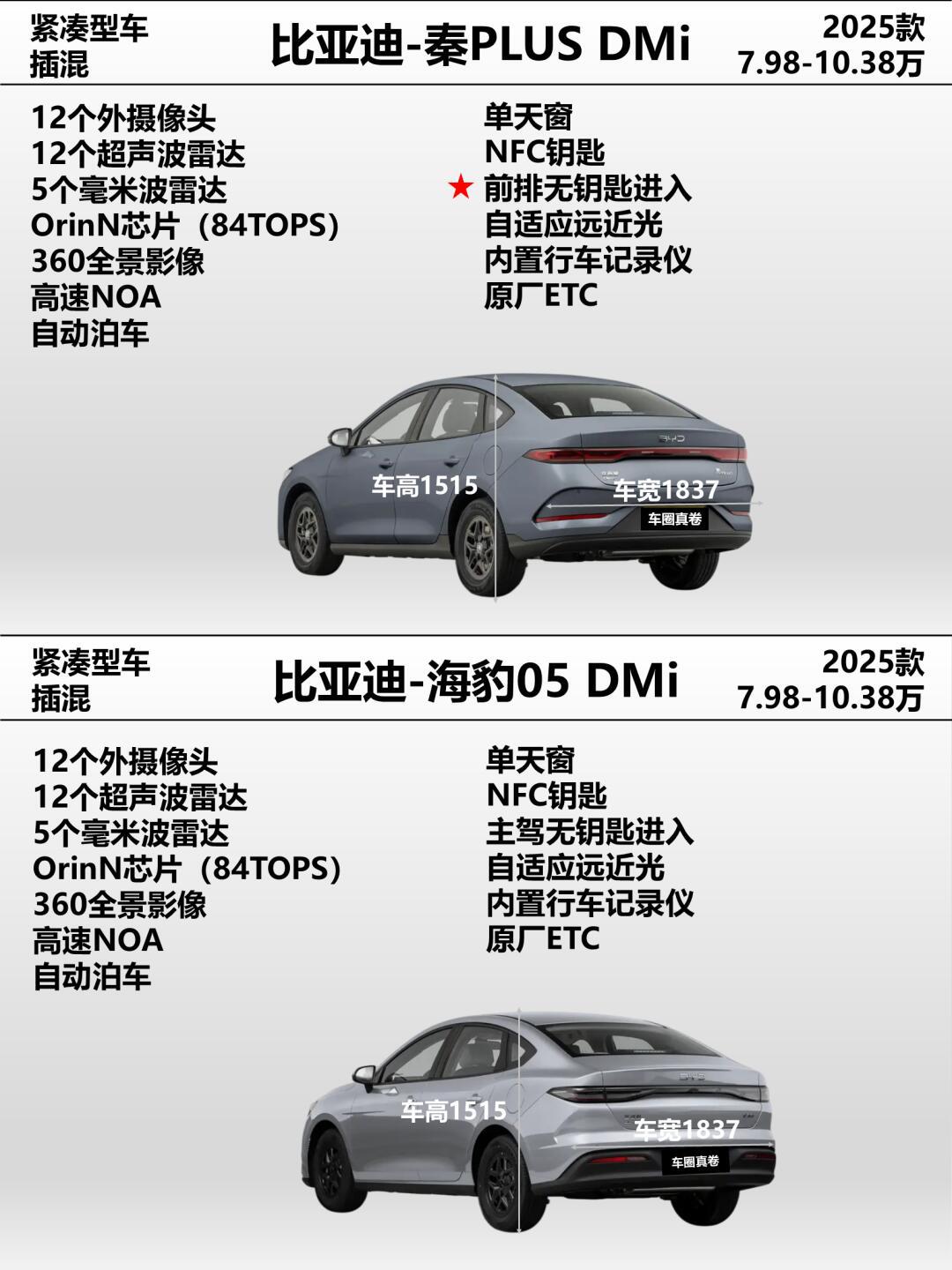 10秒速览秦PLUS DMi与海豹05DMi_海豹社区_易车社区