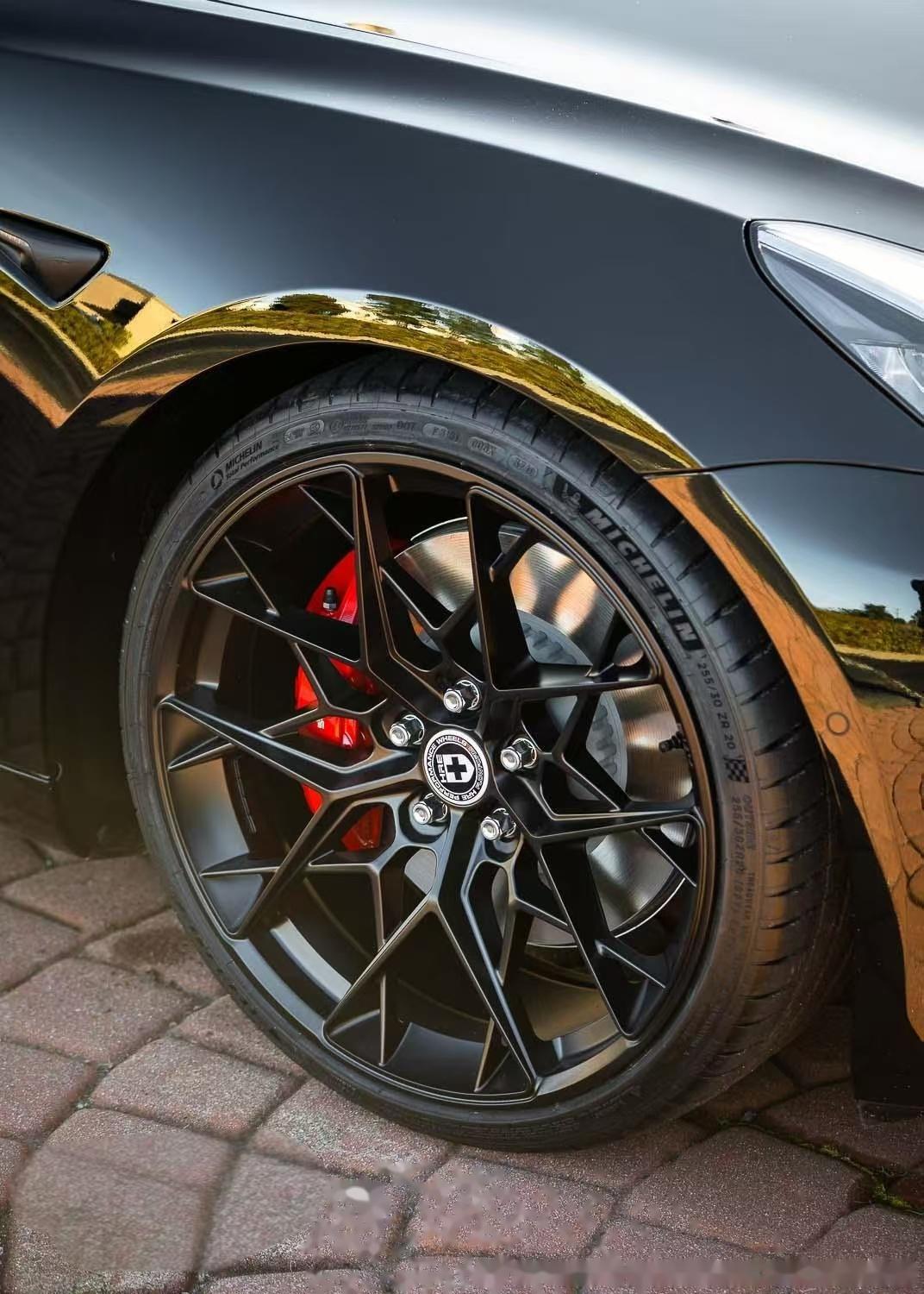 Model 3改装上脚HRE FF10 黑色 20寸 model Y/3P数据可_Model 3社区_易车社区