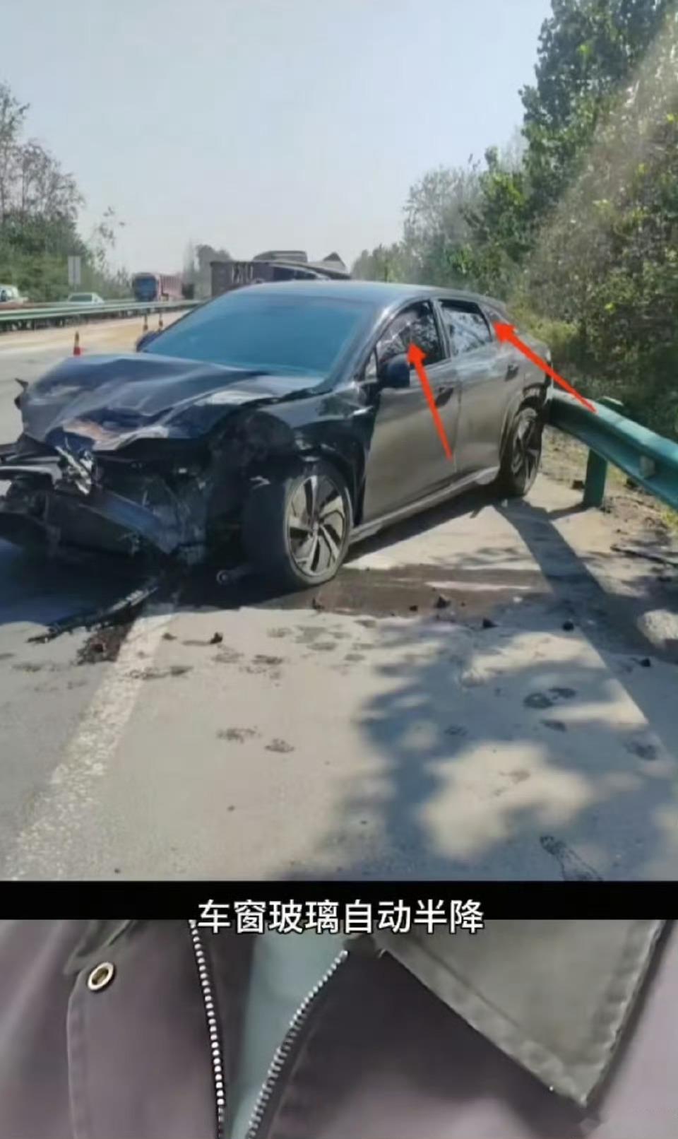 迪子海狮07EV干翻半挂，隐藏式门把手弹出、车窗自动半降、安全气囊全部弹出，无冒_海狮07EV社区_易车社区